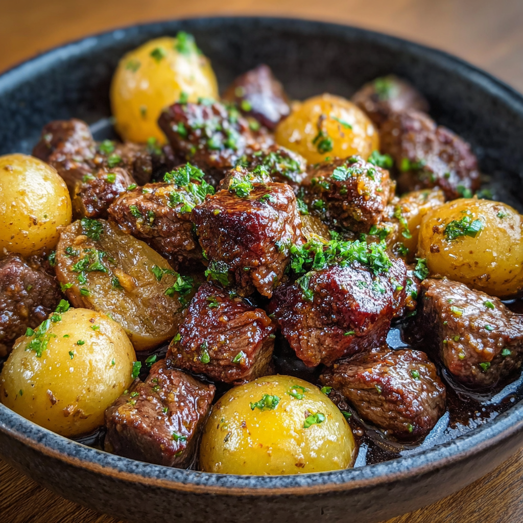 Garlic Butter Beef Bites with Potatoes